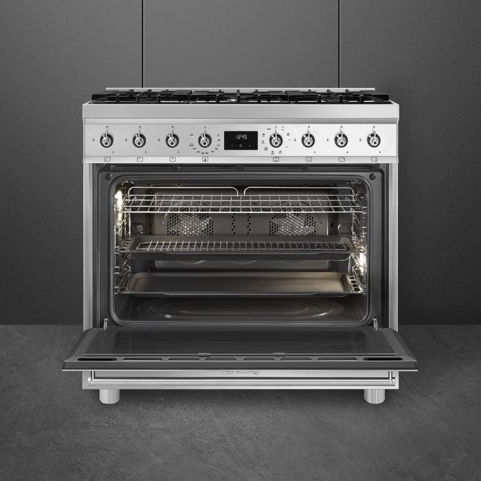 Cuisinière mixte Smeg Classici C9GMX2 Inox 90 cm