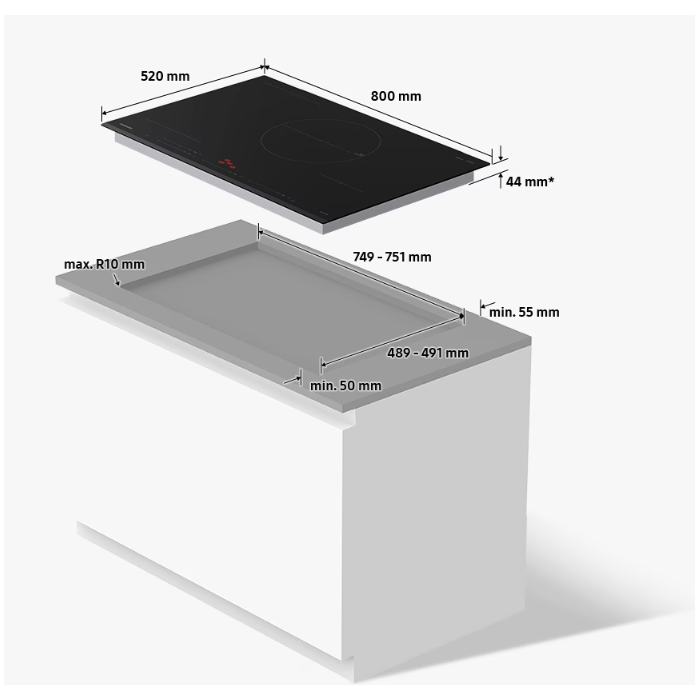 Taque de cuisson à induction Samsung NZ84C5047FK 80 cm Flex Zone
